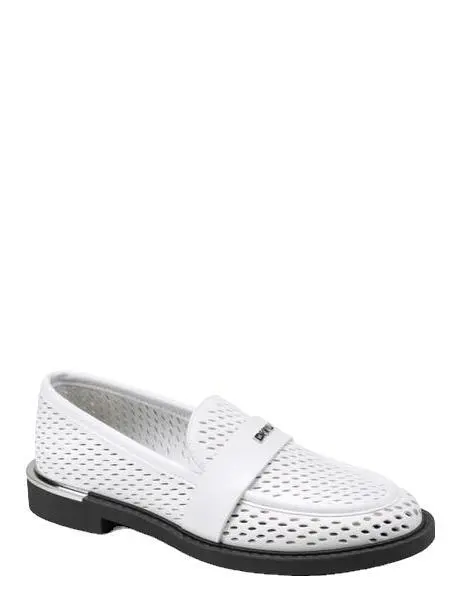 Dkny Perforated Loafer With Logo - White