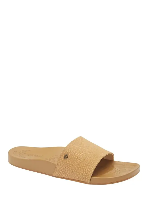 Olukai Kipea'a Pono Slide Sandal - Sahara/crosshatch