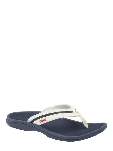 Olukai Ohana Plua Water Resistant Flip-flop - White Sand/americana