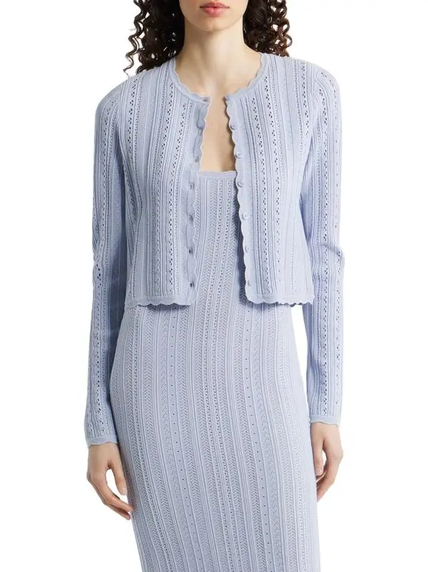LoveShackFancy Pointelle Knit Cardigan - Moon Wash