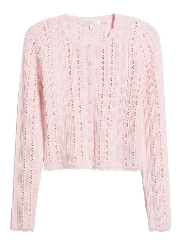 LoveShackFancy Pointelle Knit Cardigan - Peach Sorbet