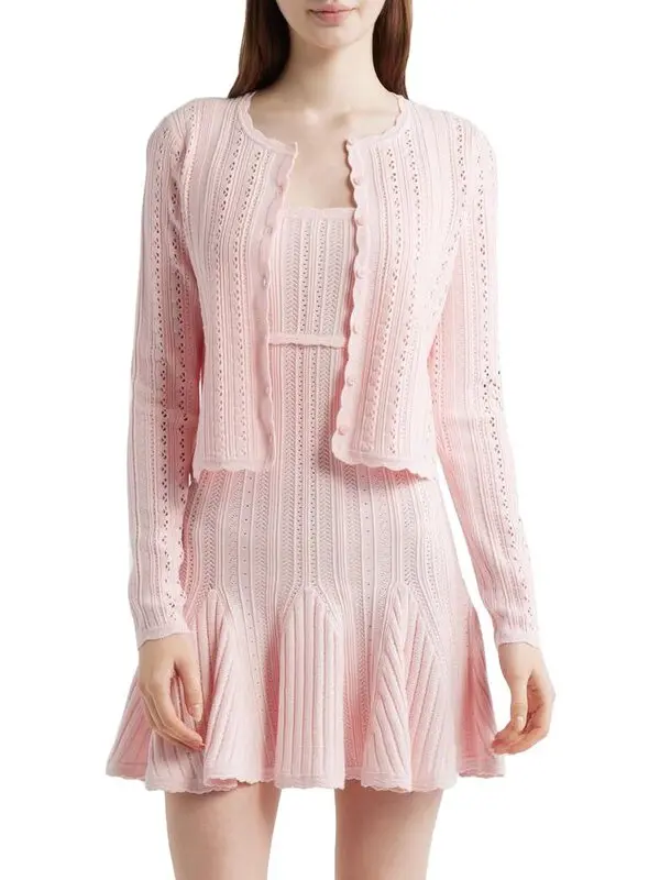 LoveShackFancy Pointelle Knit Cardigan - Peach Sorbet