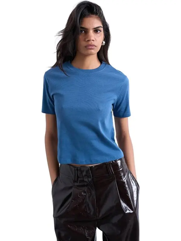 Topshop Everyday Shrunken Cotton T-shirt - Medium Blue