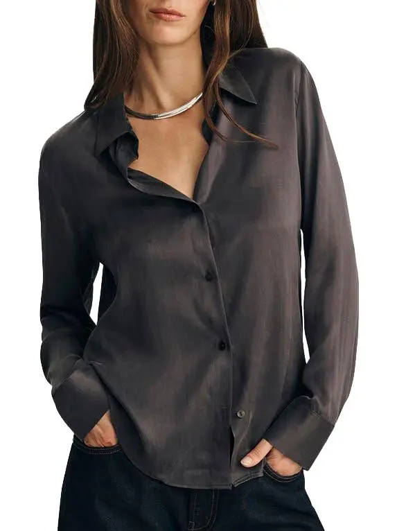 MAVI Slim Fit Silk Button-up Shirt - Phantom