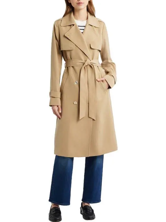 Michael Kors Drapey Tie Waist Trench Coat - Khaki