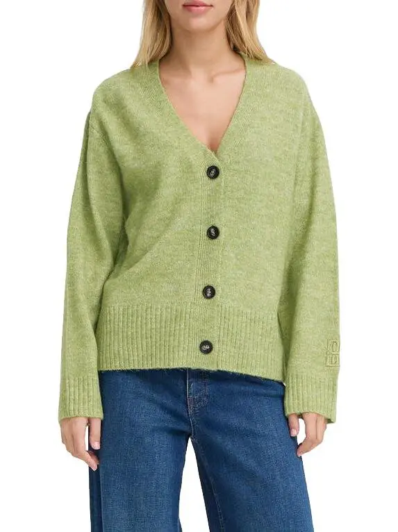 ICHI Ihbaling Button-front Sweater - Iguana Melange