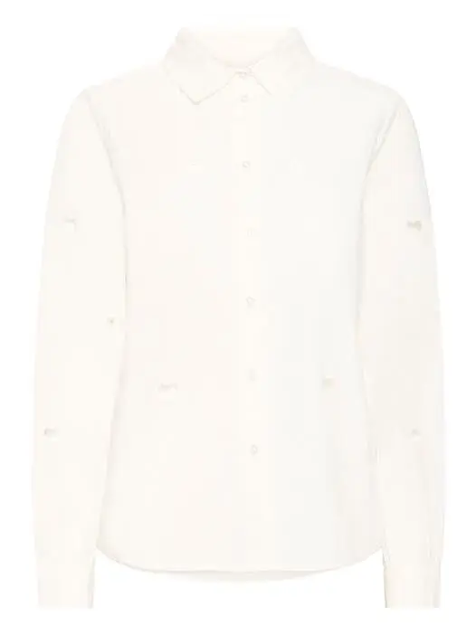 ICHI Ihlovely Heart Cutout Button-up Top - Cloud Dancer