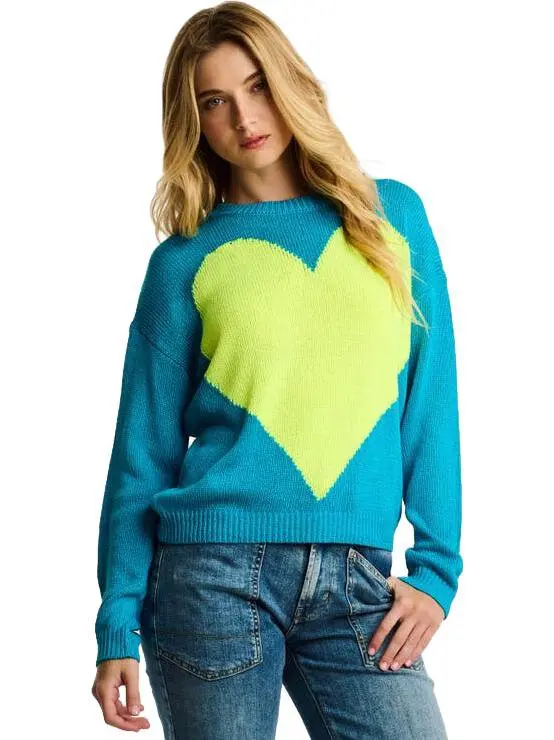 Lisa Todd Amore Mio Heart Sweater - Neon Blue