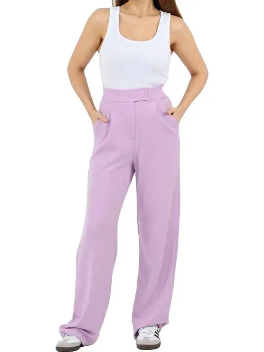 PROLOGUE SHOES High-waist Wide Leg Stretch Palazzo Trousers - Lilac