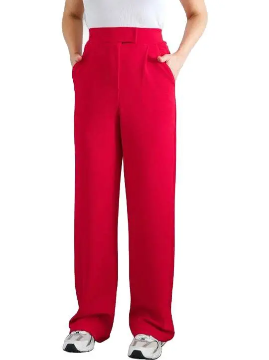 PROLOGUE SHOES High-waist Wide Leg Stretch Palazzo Trousers - Red