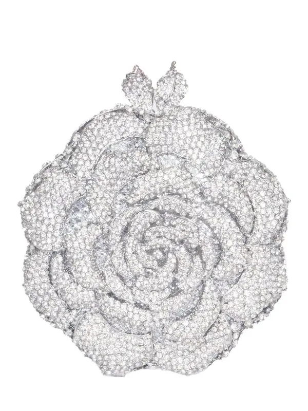 LAUREN LORRAINE Crystal Floral Clutch - Silver
