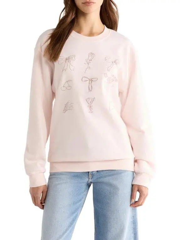 GOLDEN HOUR Embroidered Cotton-blend Fleece Sweatshirt - Mauve Morn