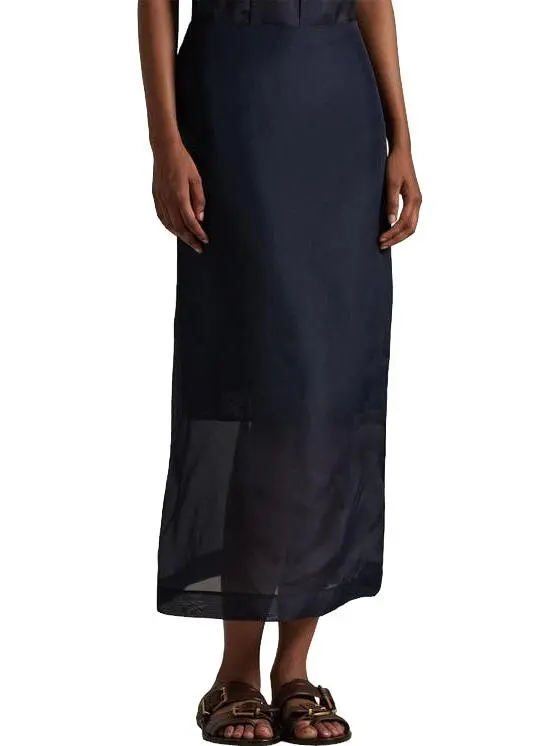 Polo Ralph Lauren Silk Organza Midi Skirt - Atlantic