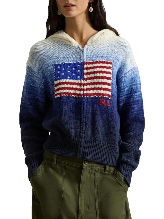 Polo Ralph Lauren Cotton Sweater-hoodie - White/royal Blue