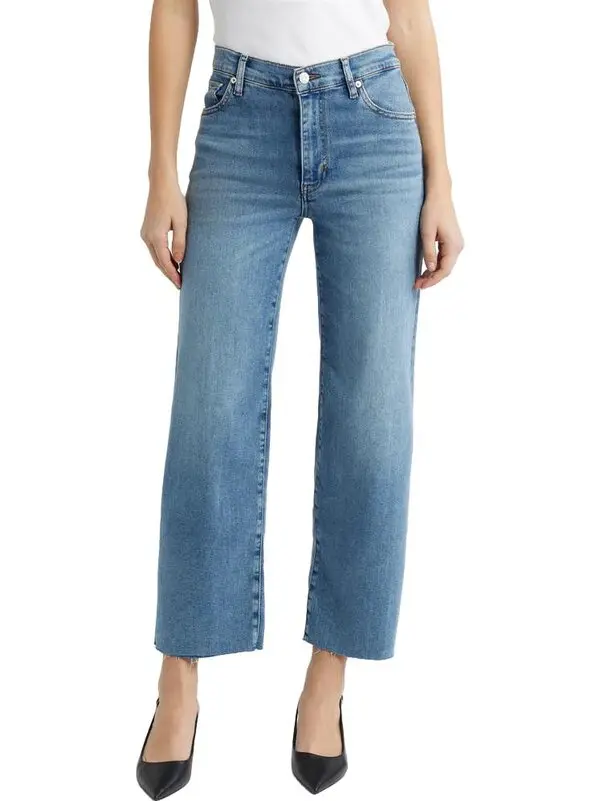 FRAME The Mellow Frayed Ankle Straight Leg Jeans - Clue Raw After