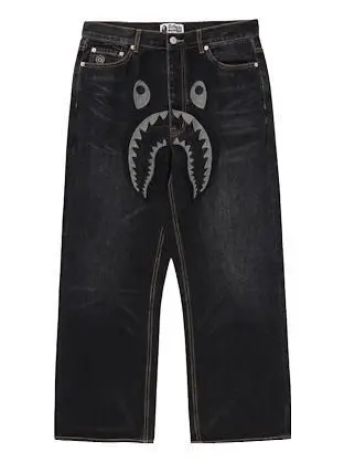 A BATHING APE Shark Relaxed Fit Denim Pants - Indigo