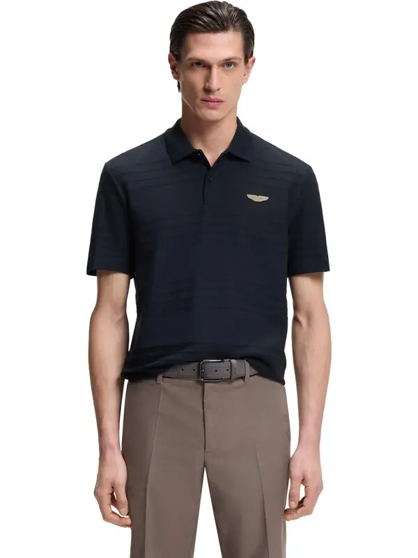 BOSS X Aston Martin Polo Shirt In Cotton Jacquard - Dark Blue