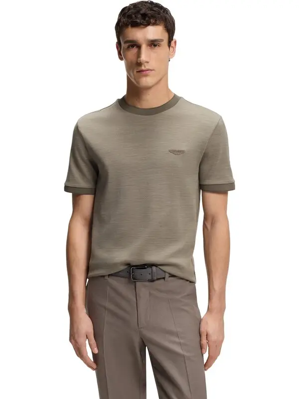 BOSS X Aston Martin T-shirt In Wool-cotton Jacquard - Light Grey
