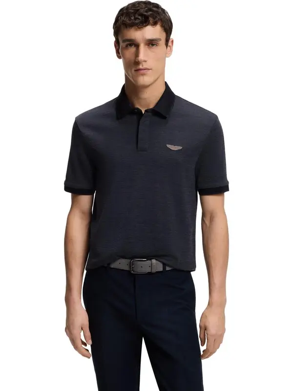 BOSS X Aston Martin Polo Shirt In Wool-cotton Piqu - Dark Blue
