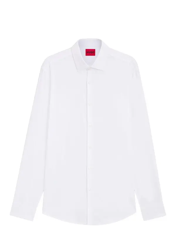 Hugo Slim-fit Shirt With Logo Jacquard - White