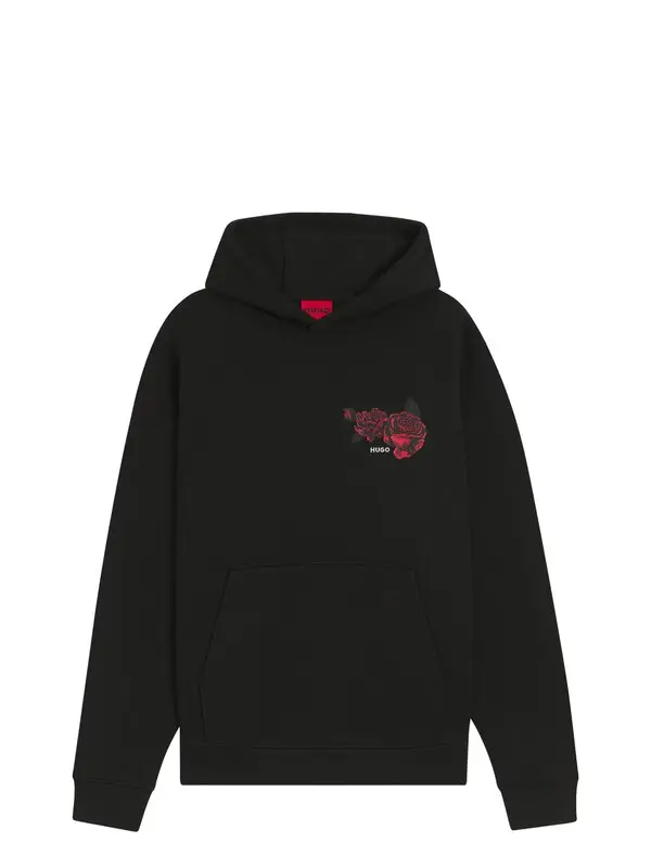 Hugo Rose-artwork Cotton Terry Hoodie - Black