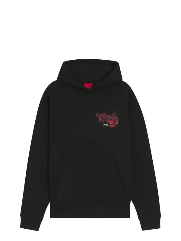 Hugo Rose-artwork Cotton Terry Hoodie - Black