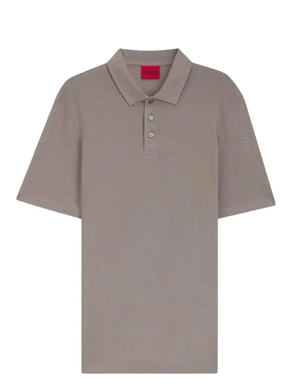Hugo Slub-interlock Polo Shirt In A Slim Fit - Light Brown