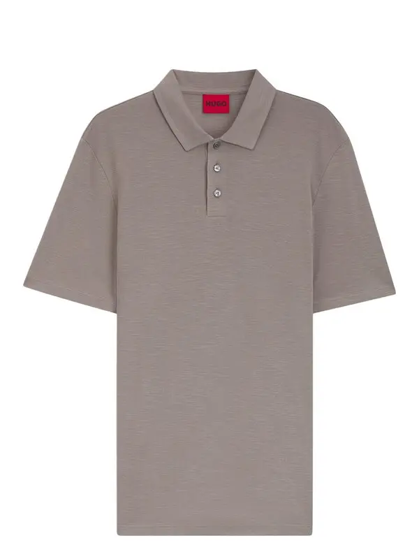 Hugo Slub-interlock Polo Shirt In A Slim Fit - Light Brown
