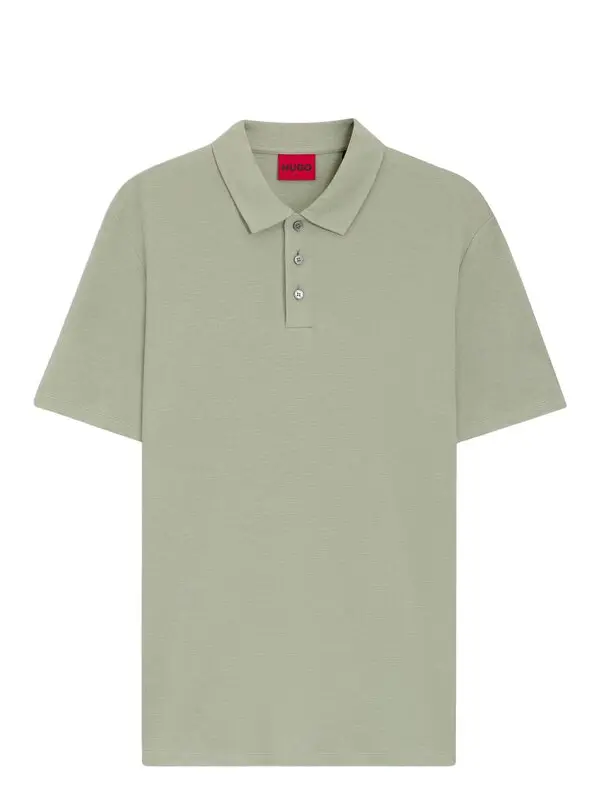 Hugo Slub-interlock Polo Shirt In A Slim Fit - Light Green