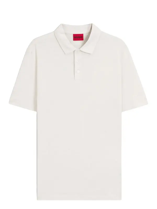 Hugo Slub-interlock Polo Shirt In A Slim Fit - White