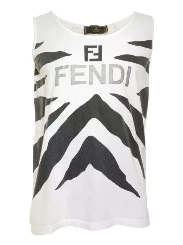 Fendi 1990-2000s Logo Sleeveless Tank Top - White