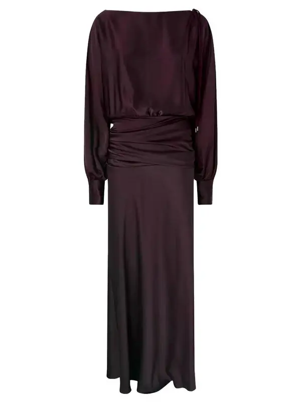 Pinko Ruched Long-sleeve Midi Dress - Purple