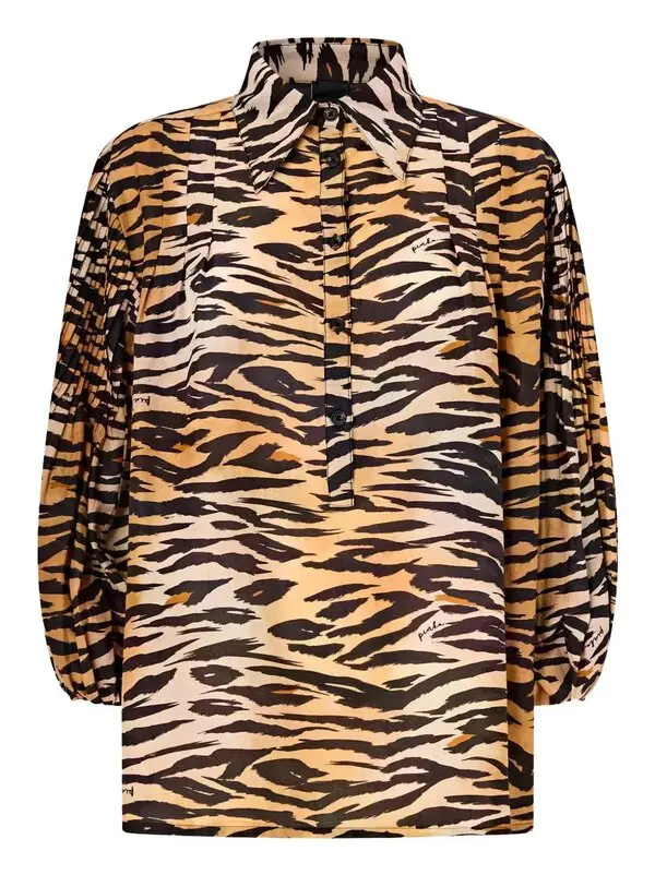 Pinko Pleated Tiger-print Top - Neutrals