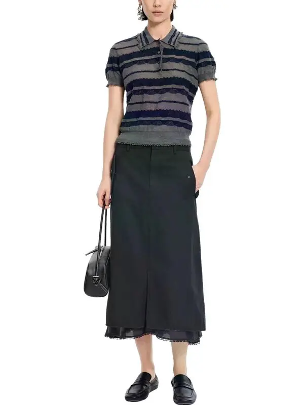 JNBY Lace-trim Midi Skirt - Black