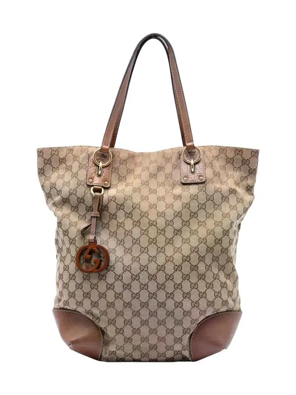 Gucci Gg Canvas Charm Tote Bag - Brown