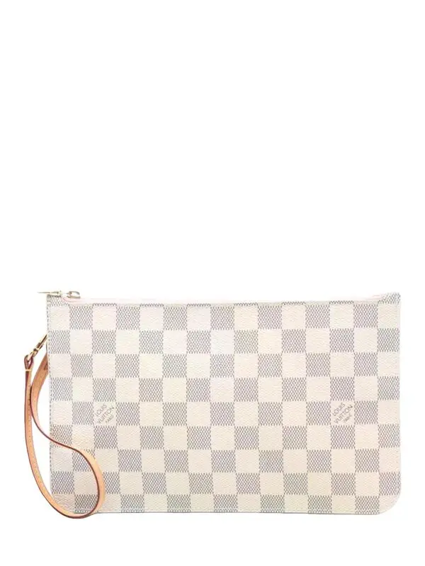 LOUIS VUITTON 2018 Damier Azur Neverfull Mm Pouch - White