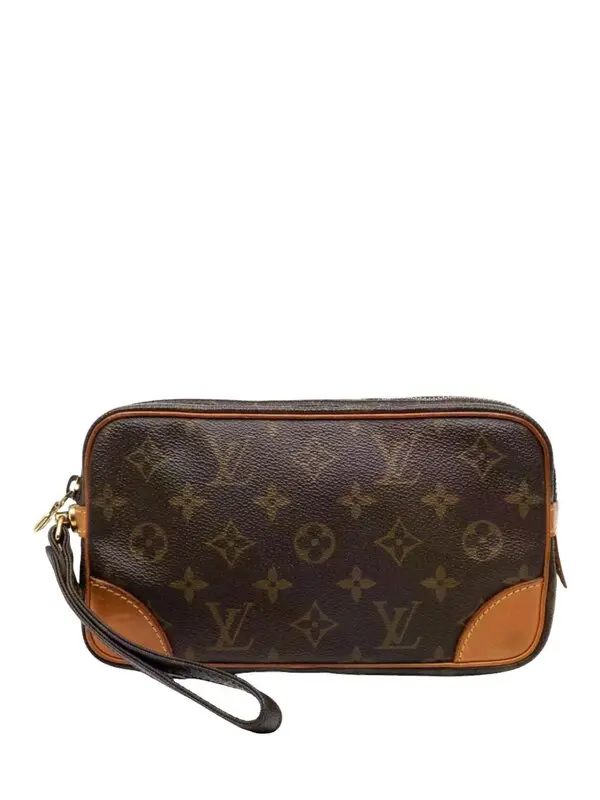 LOUIS VUITTON 1996 Monogram Marly Dragonne Pm Clutch - Brown