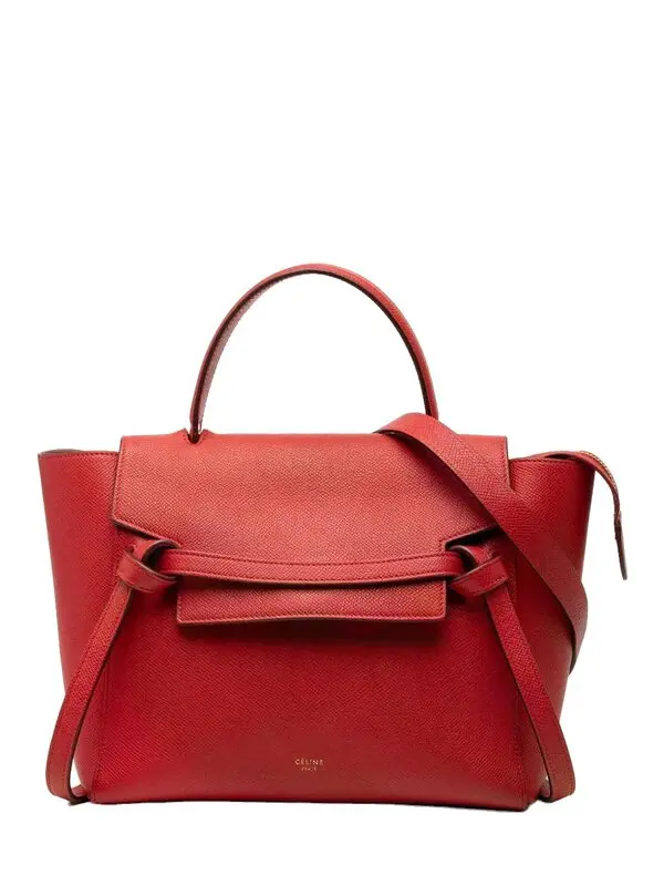Celine 2016 Micro Grained Calfskin Belt Bag Satchel - Red