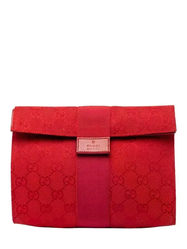 Gucci Gg Canvas Clutch Bag - Red
