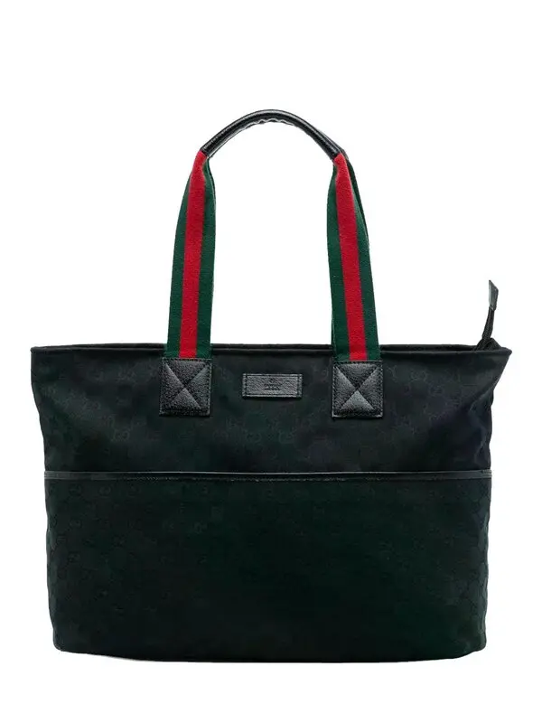 Gucci Gg Canvas Web Tote Bag - Black