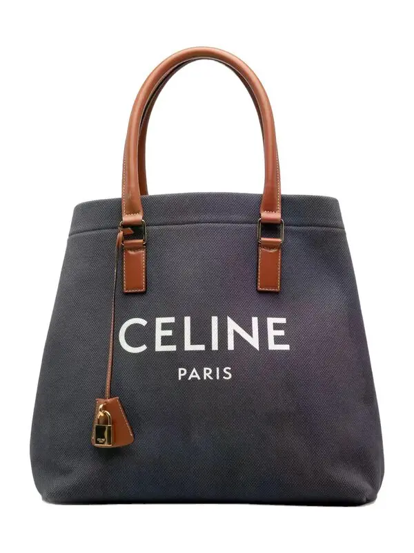 Celine Small Logo Print Horizontal Cabas Tote Bag - Grey
