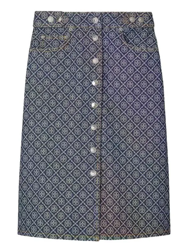 Tory Burch Flared Buttoned Skirt - Blue