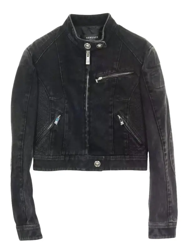Versace 2010s Medusa-button Denim Jacket - Black