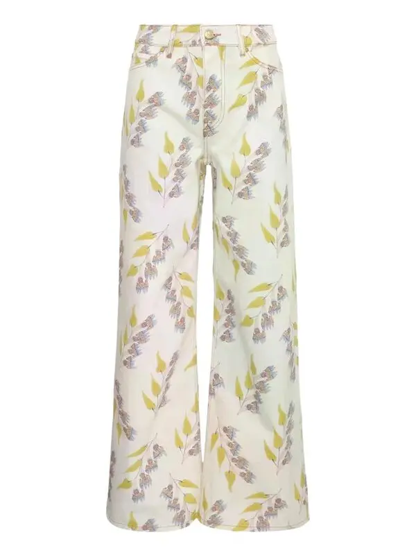 Ulla Johnson Willow Floral-print Wide-leg Jeans - Neutrals