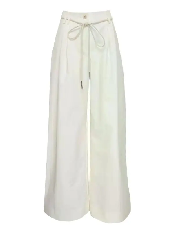 LEE MATHEWS Drawstring Palazzo Pants - White
