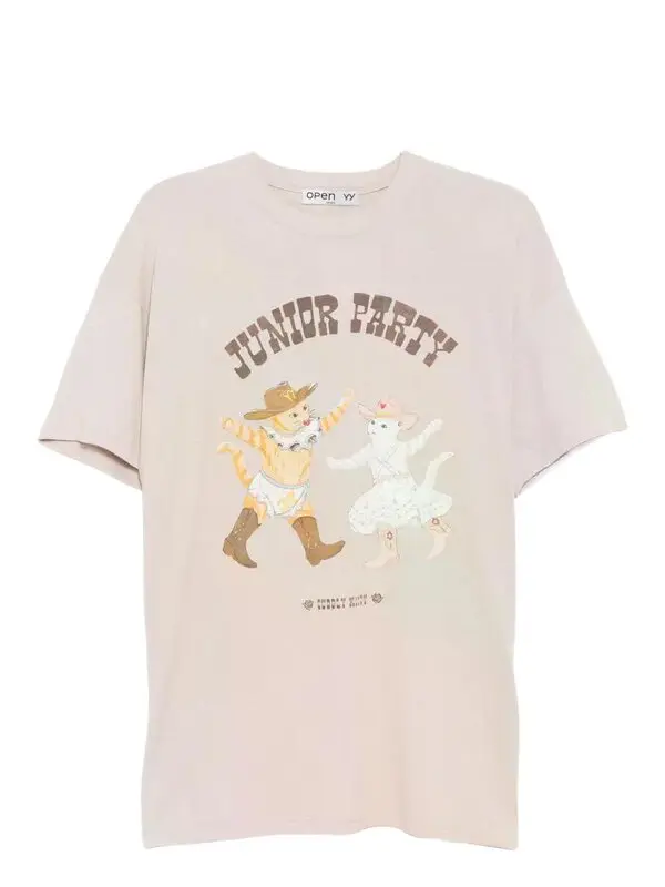 OPEN YY Graphic Print T-shirt - Neutrals