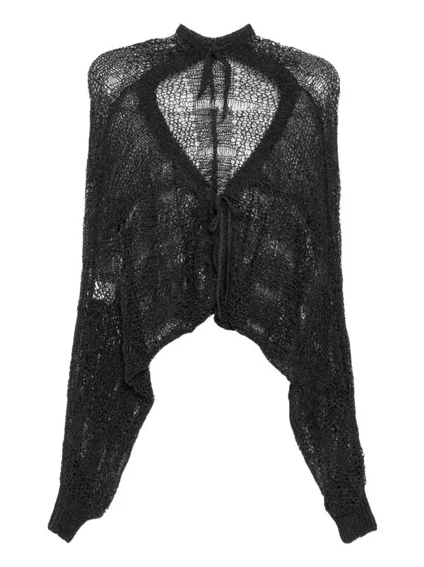 Y’s Ladder Stitch Cardigan - Black
