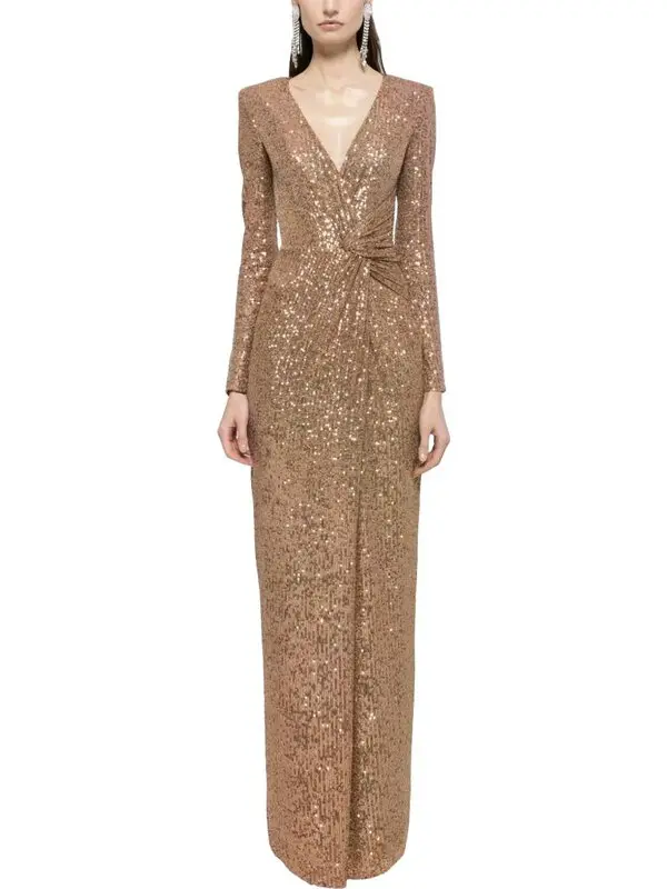 NISSA Sequin-embellished Maxi Dress - Gold
