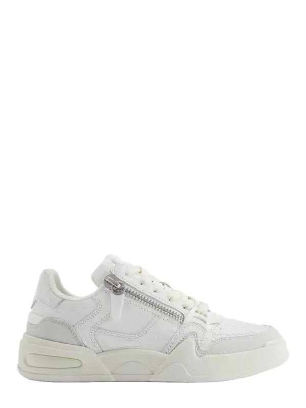 GIUSEPPE ZANOTTI Low-top Sneakers With Crocodile Print And Zips - White
