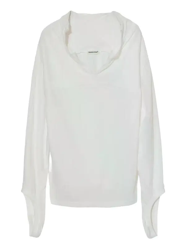 UNDERCOVERISM Thumbhole V-neck Top - White
